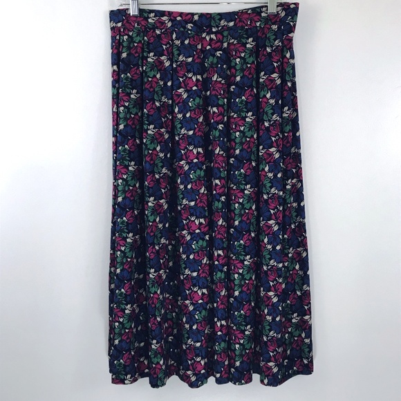 Vintage | Skirts | Vtg Pendleton Purple And Blue Floral Midi Skirt 2 ...